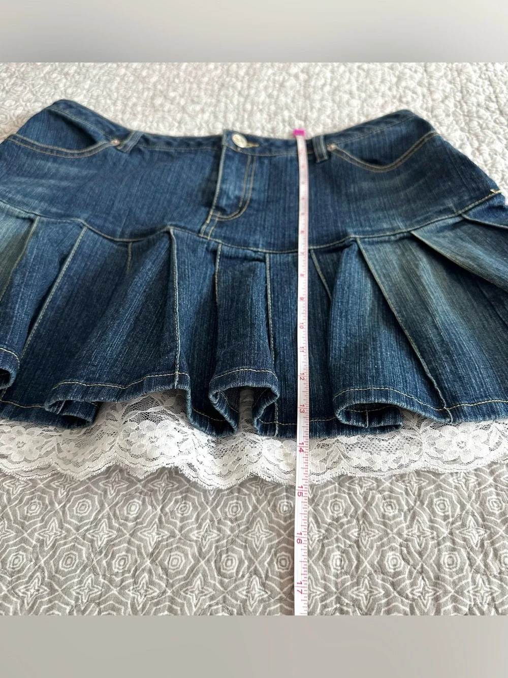 Vintage | Skirts | Vintage Y2k Cool Wear Jeans Denim Pleated Mini Skirt ...